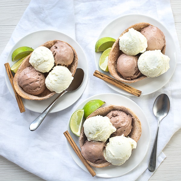 Churro Taco Bowls with Mexican Hot Chocolate and Margarita Ice Creams ...