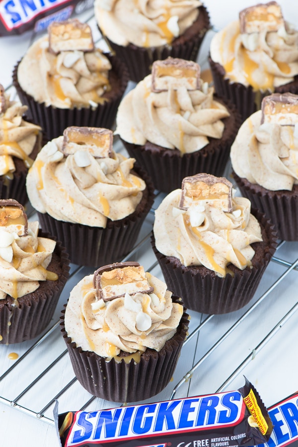 Snickers Cupcakes - Charlotte's Lively Kitchen